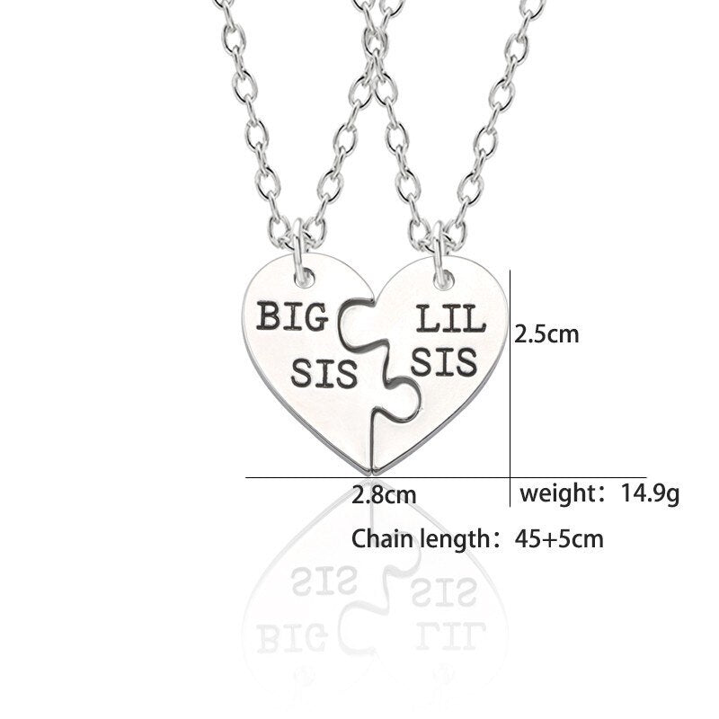 Collier Puzzle Coeur 2 Soeurs | Comme des Aimants